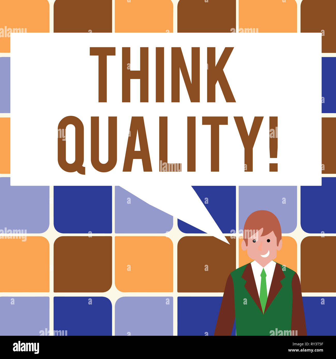 Text sign showing Think Quality. Business photo showcasing Thinking of ...