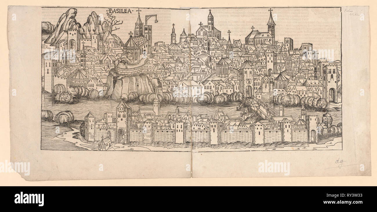 Nuremberg Chronicle: Topographical View of Basle, Switzerland, 1493 ...