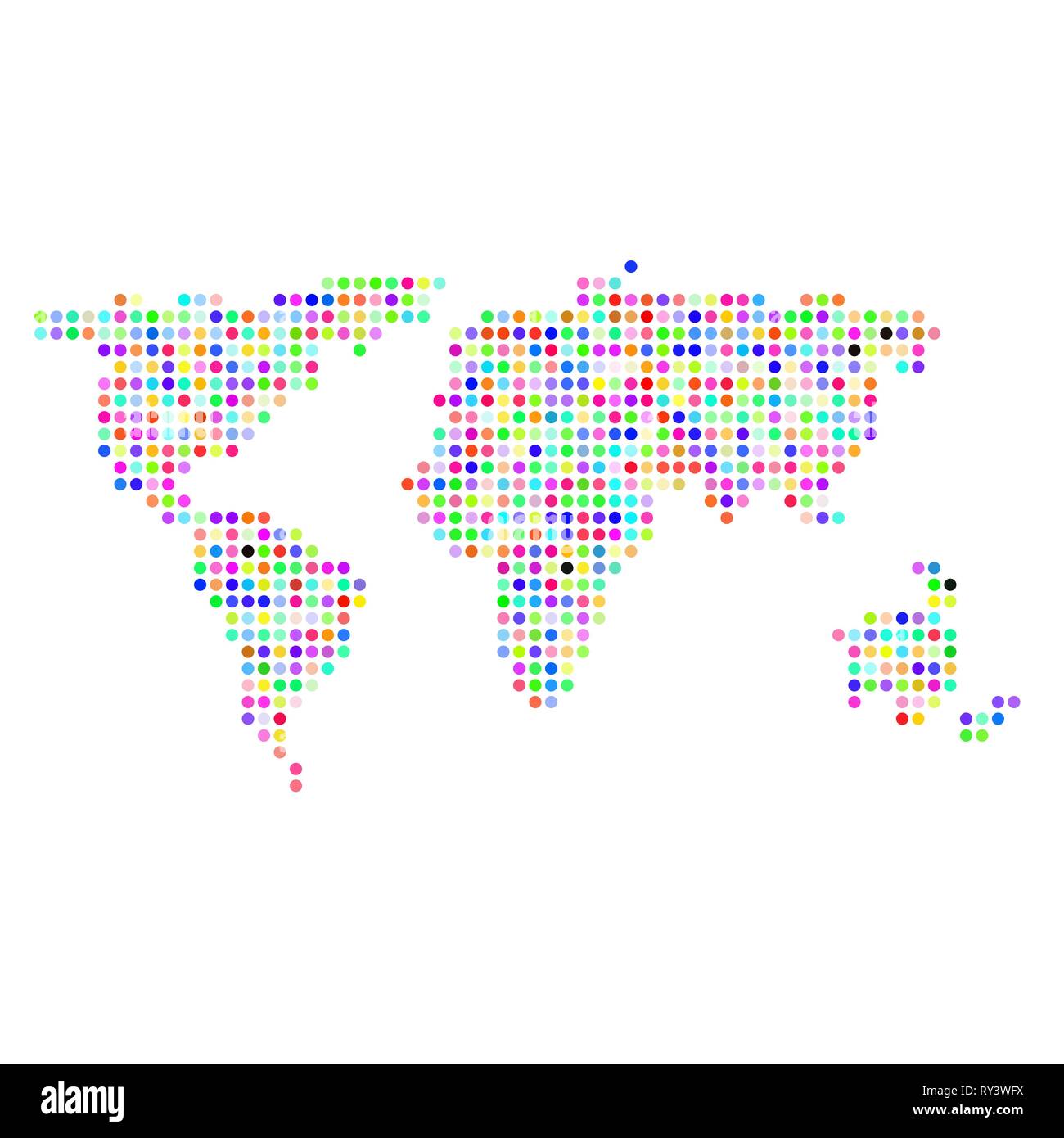 Colorful Dotted World Map Stock Vector Image & Art - Alamy