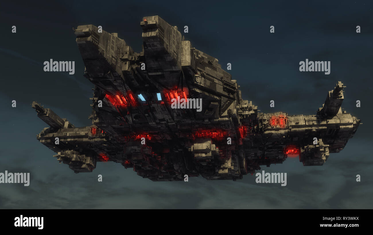 3d render. Alien spaceship concept Stock Photo - Alamy
