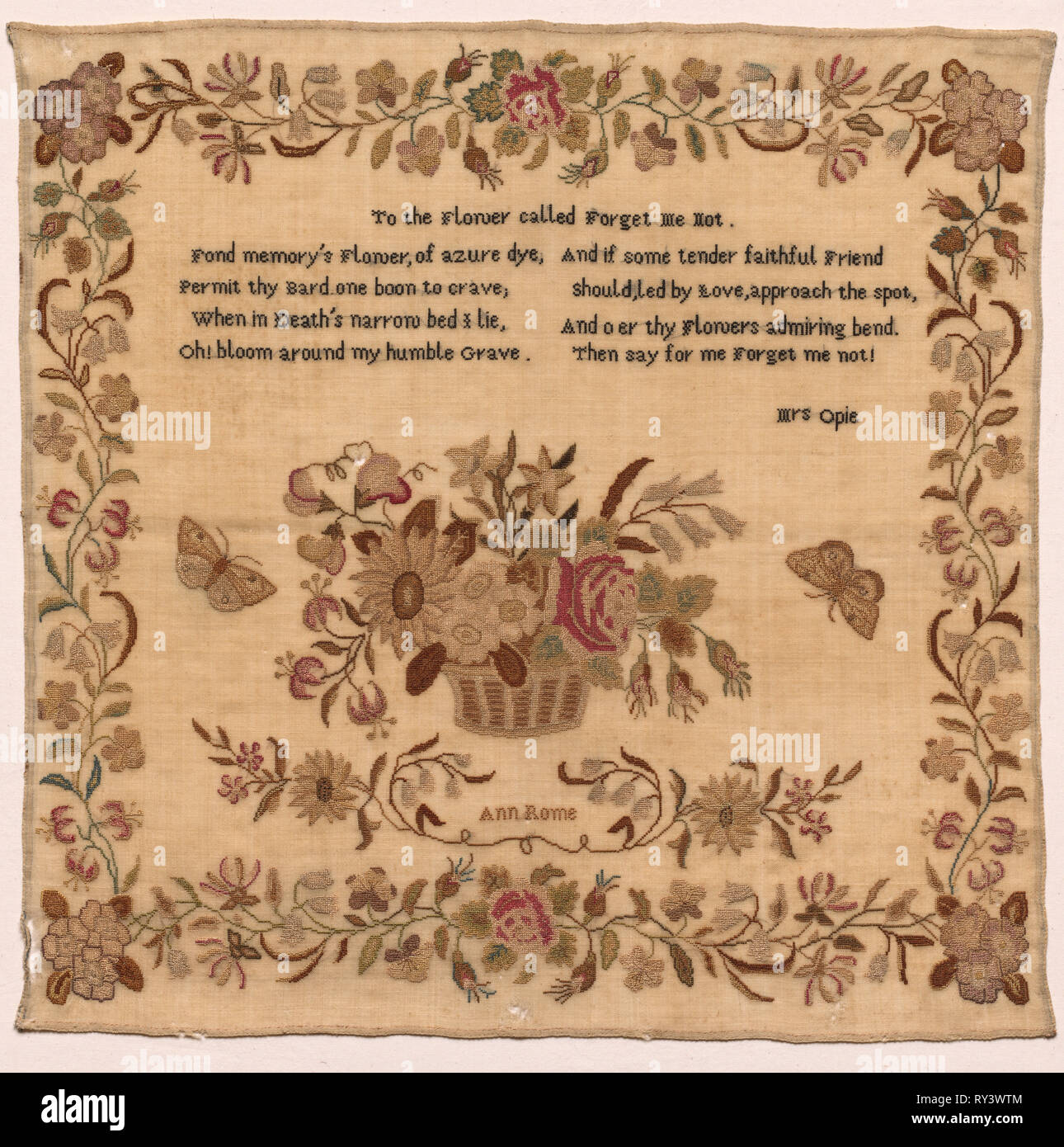 Sampler, 1800s. England, 19th century. Embroidery; silk on woolen ...