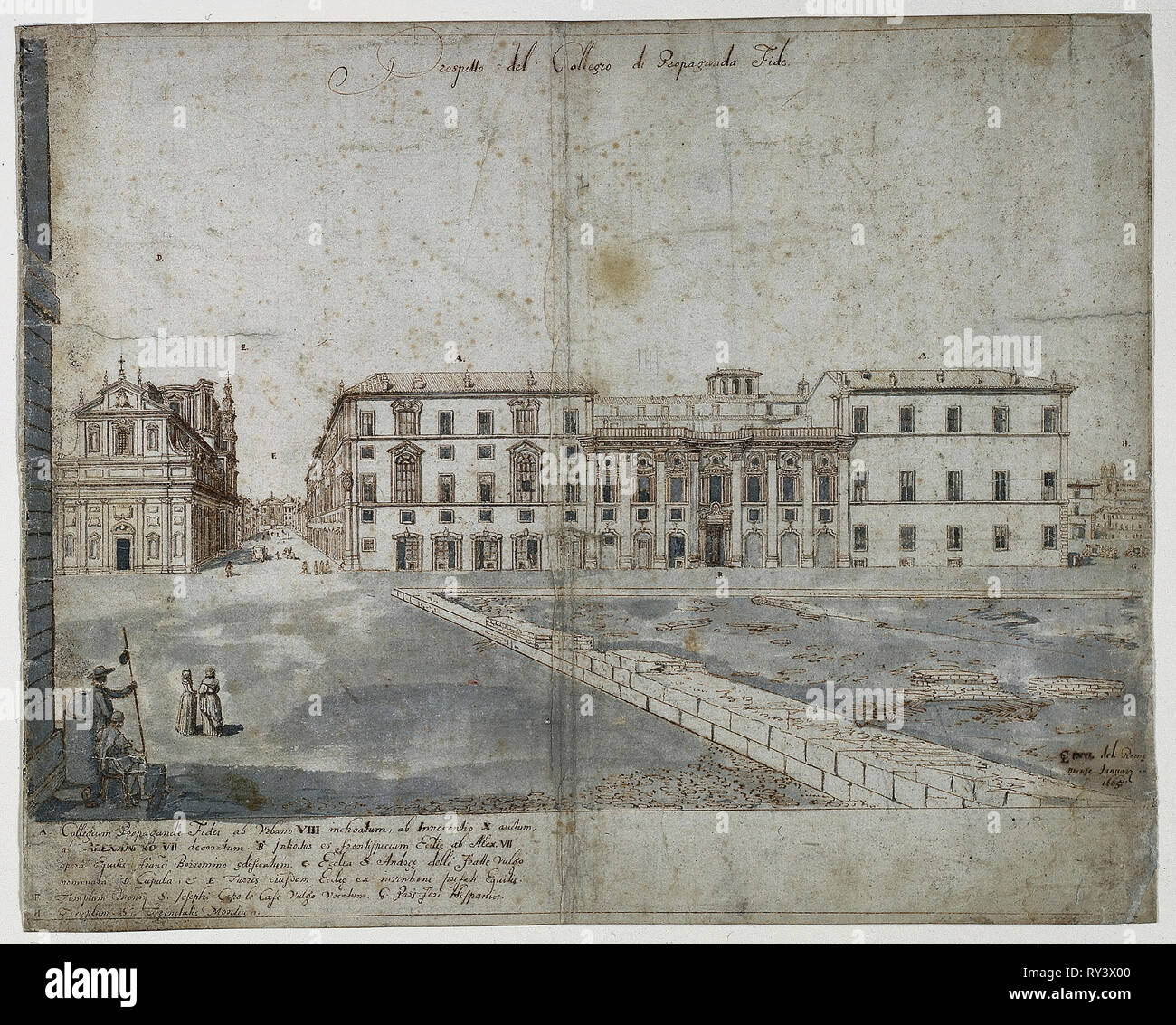 Eighteen Views of Rome: The Collegio di Propaganda Fide (recto), 1665 ...