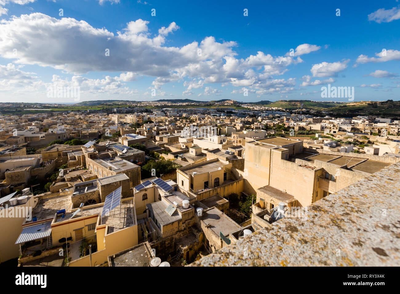 Panorama of the city from Church of Saint John The Baptis on Gozo ...