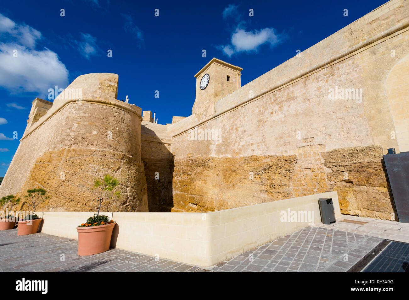 Huge fortifications Citadella castle in Victoria capital city of Gozo ...
