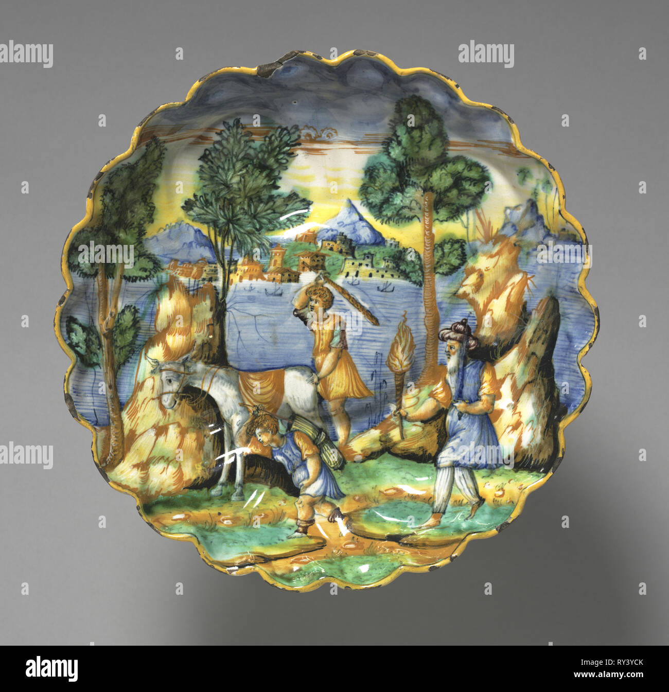 Footed Dish depicting Abraham and Isaac, c. 1525-50. Italy, Urbino ...