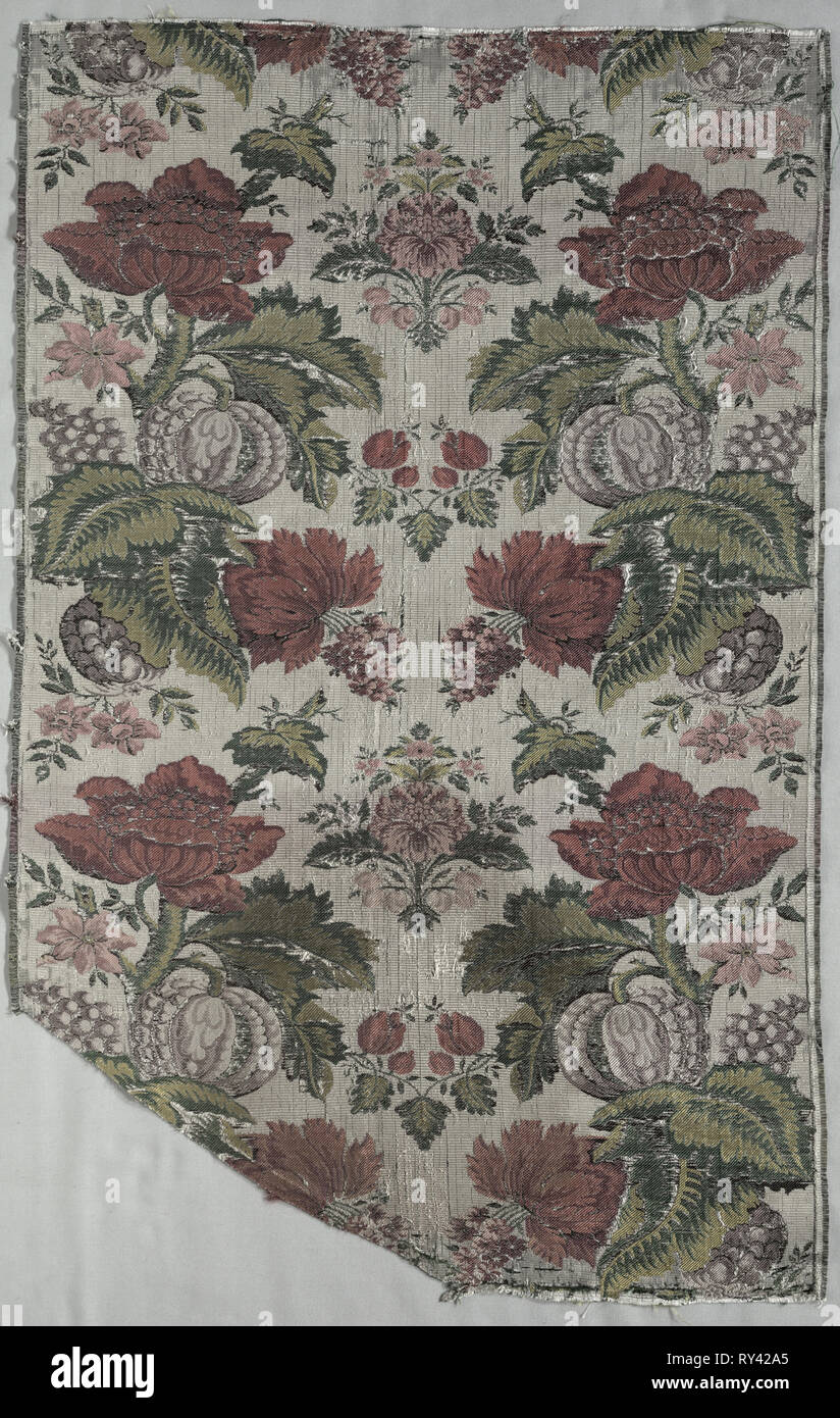 Length of Textile, 1700s. Italy, 18th century. Plain cloth, brocaded ...