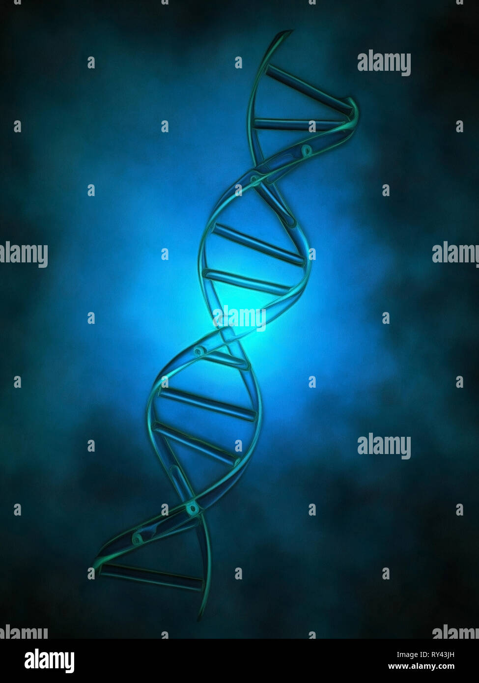 DNA chain in blue light Stock Photo - Alamy