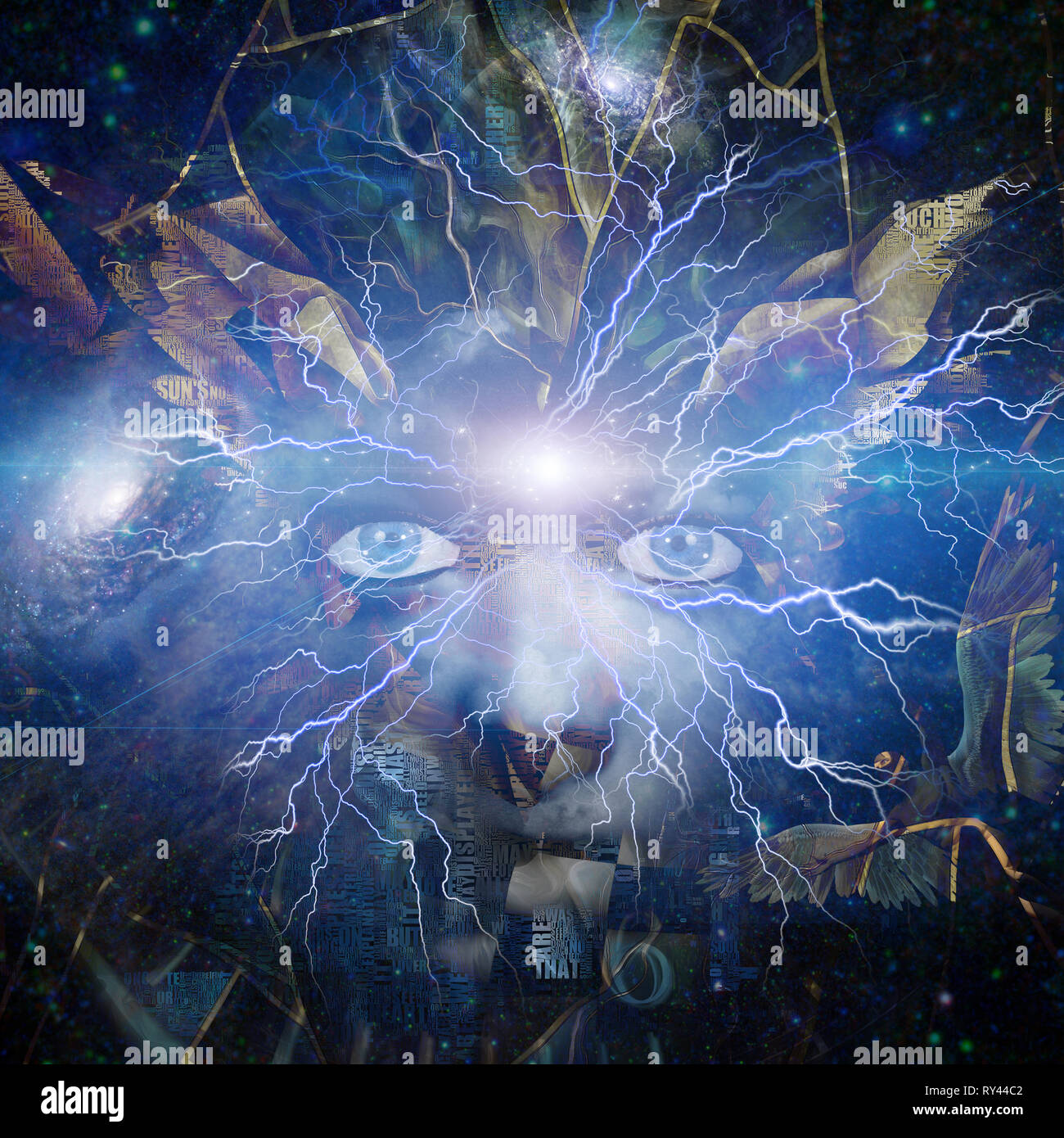 Spiritual modern abstract composition. Face of God Stock Photo - Alamy