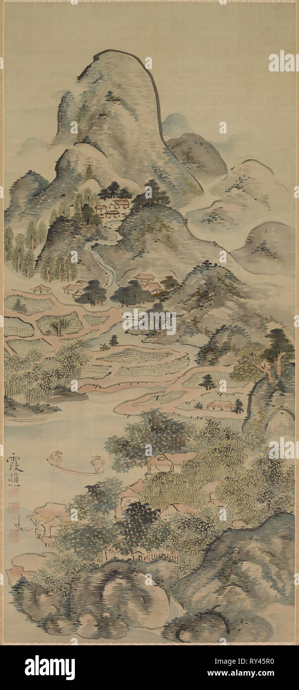 Fishing in Springtime, 1700s. Ike Taiga (Japanese, 1723-1776). Hanging ...