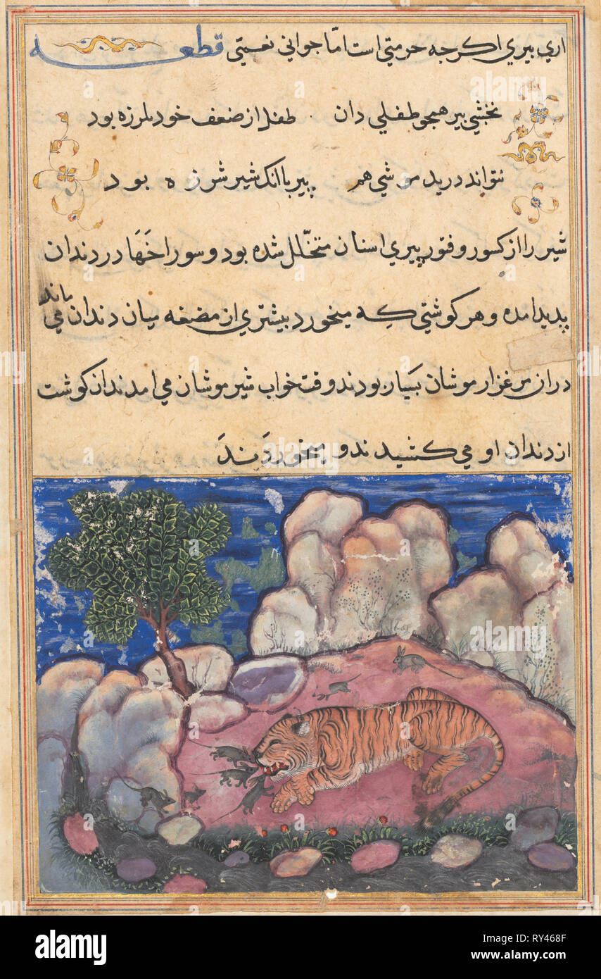 Page from Tales of a Parrot (Tuti-nama): Fifteenth night: The lion ...