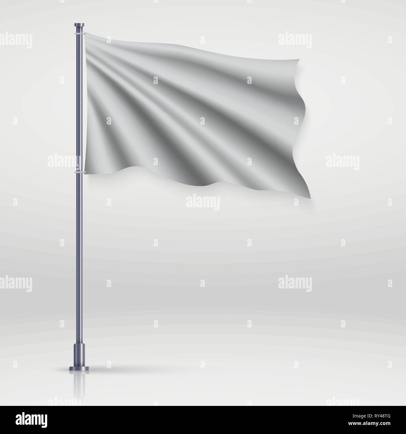 Waving blank flag on flagpole. Template for poster design Stock Vector ...