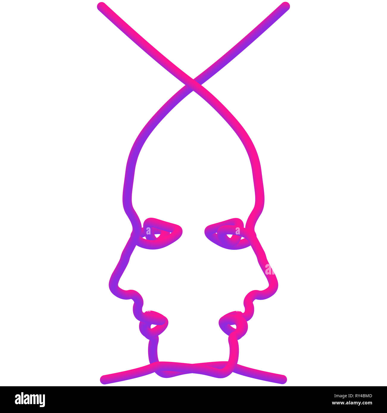 Two people silhouettes drawn with one line. Simple illustration ...