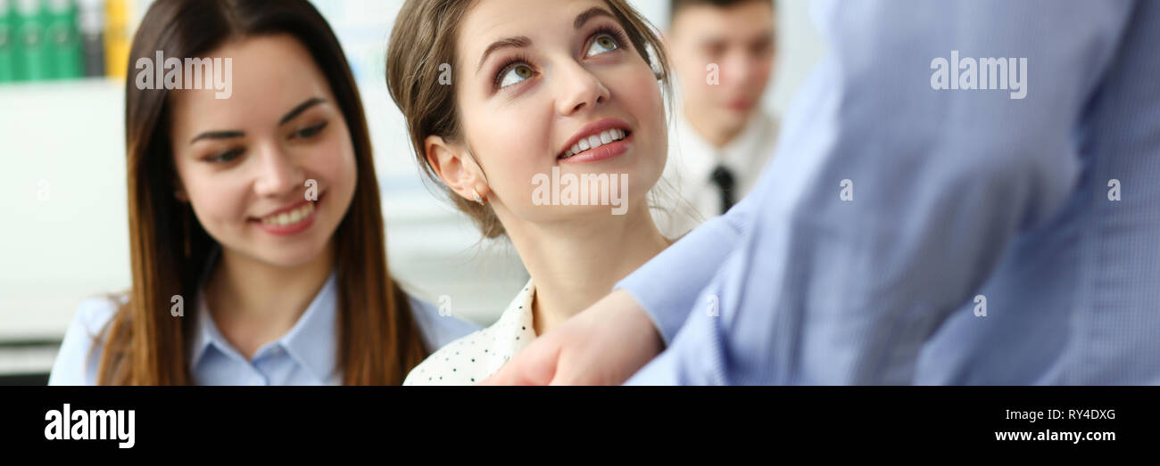 Female arm offer contract form on clipboard pad Stock Photo - Alamy