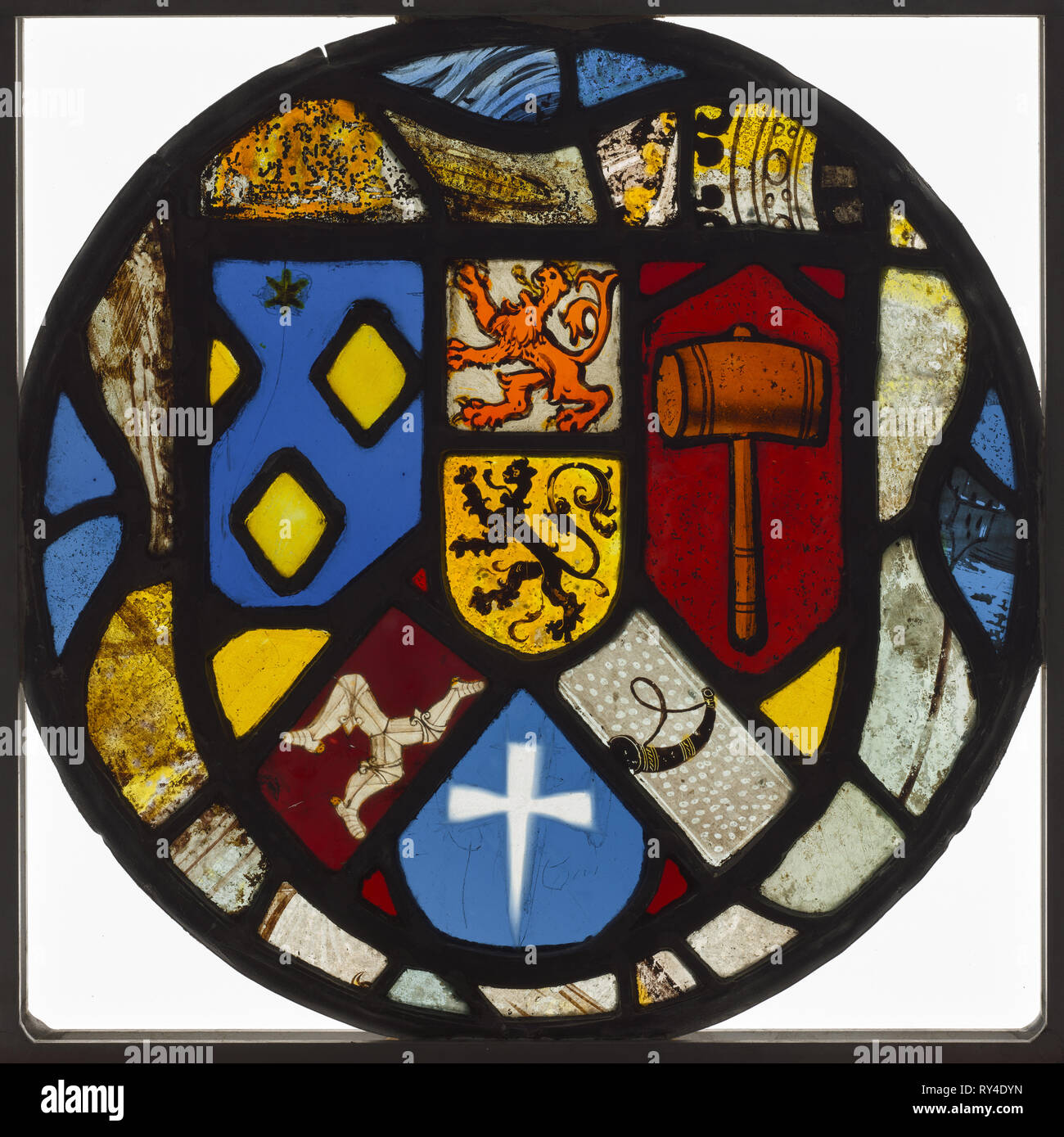Heraldic Roundel, 1500s. England, 16th century. Pot-metal and white ...