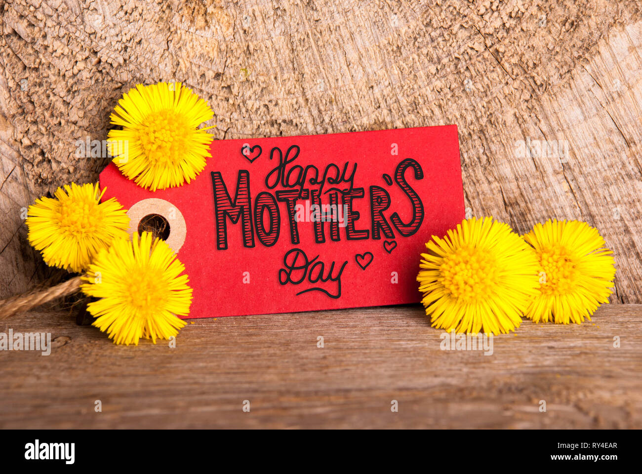 Red Label, Dandelion, Calligraphy Happy Mothers Day Stock Photo - Alamy