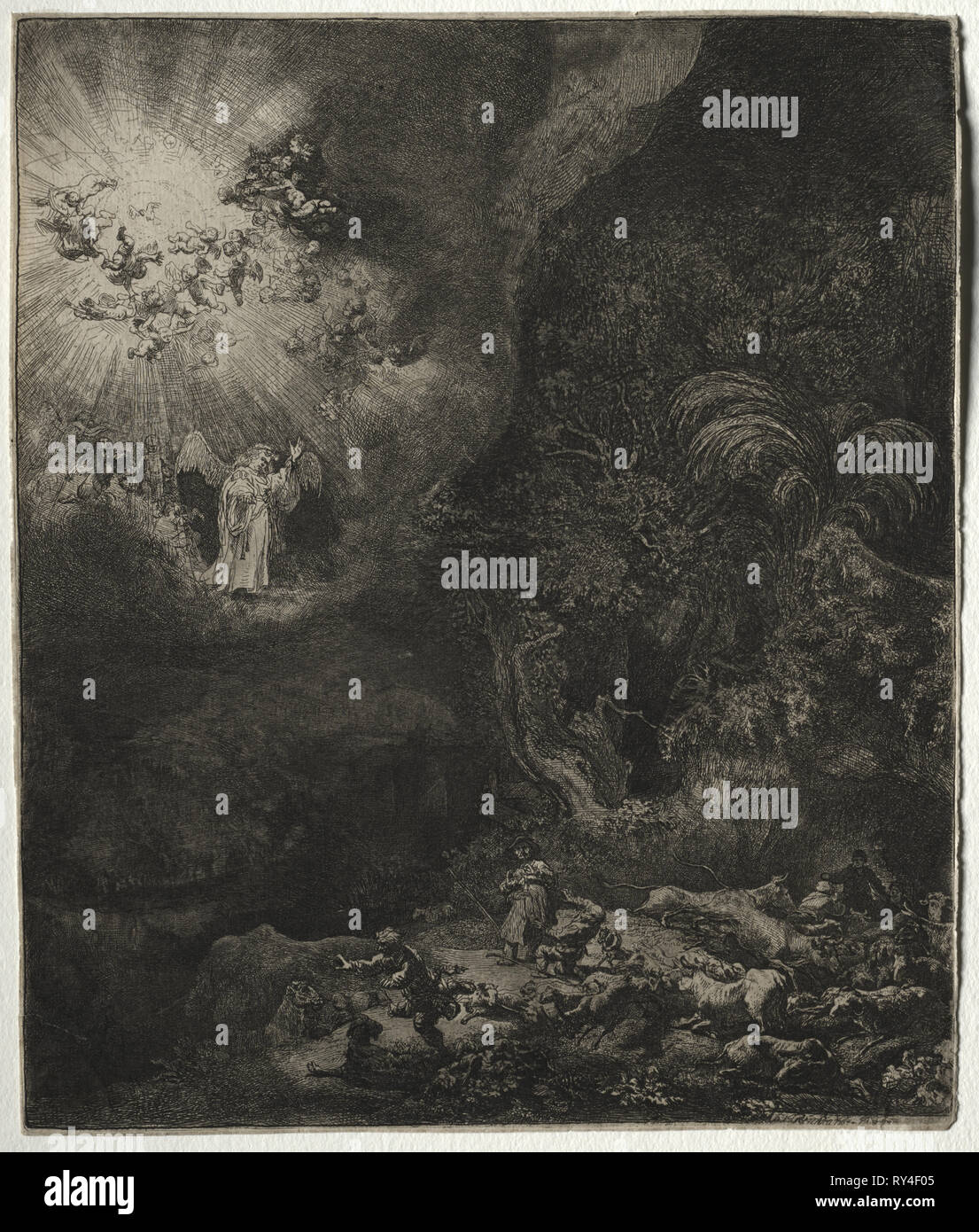 The Angel Appearing to the Shepherds, 1634. Rembrandt van Rijn (Dutch ...
