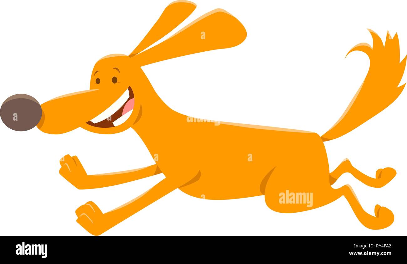 Cartoon Illustration of Happy Running Dog Animal Character Stock Vector ...