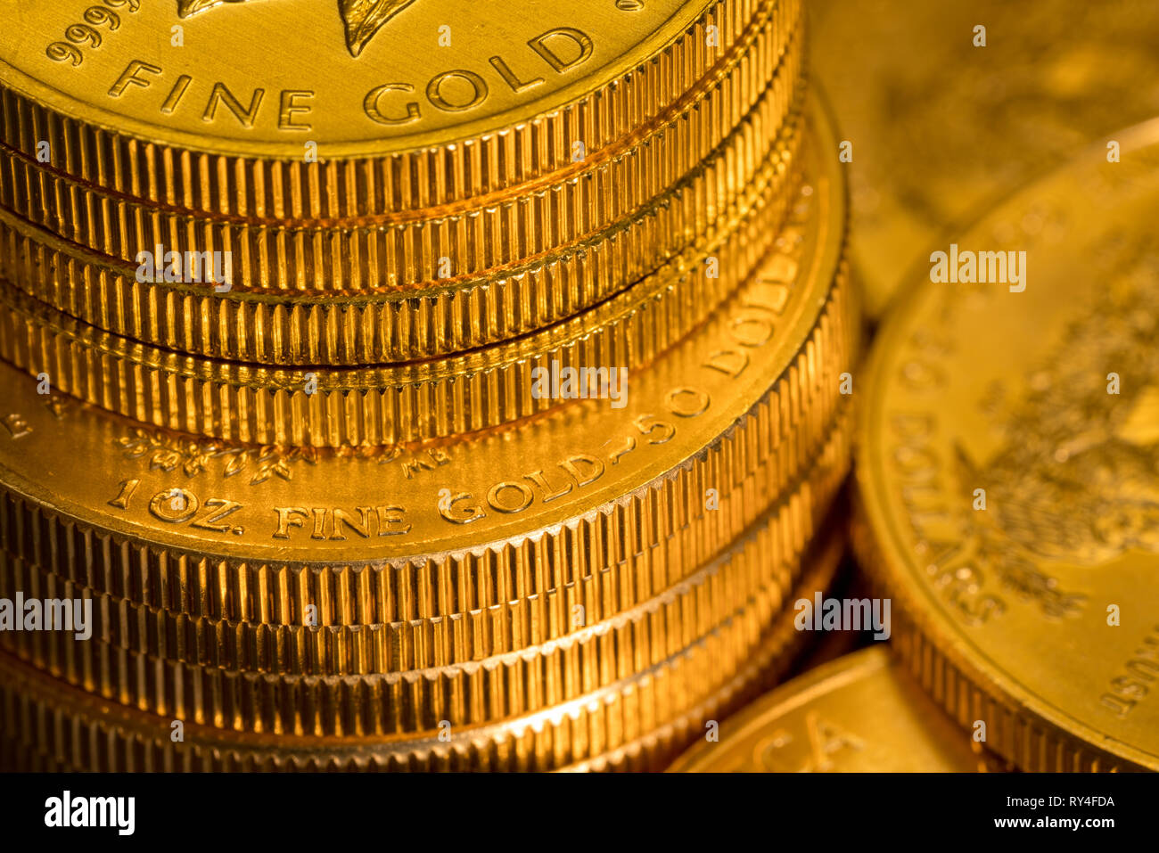 Stack of US Treasury Gold Eagle one ounce coins Stock Photo - Alamy