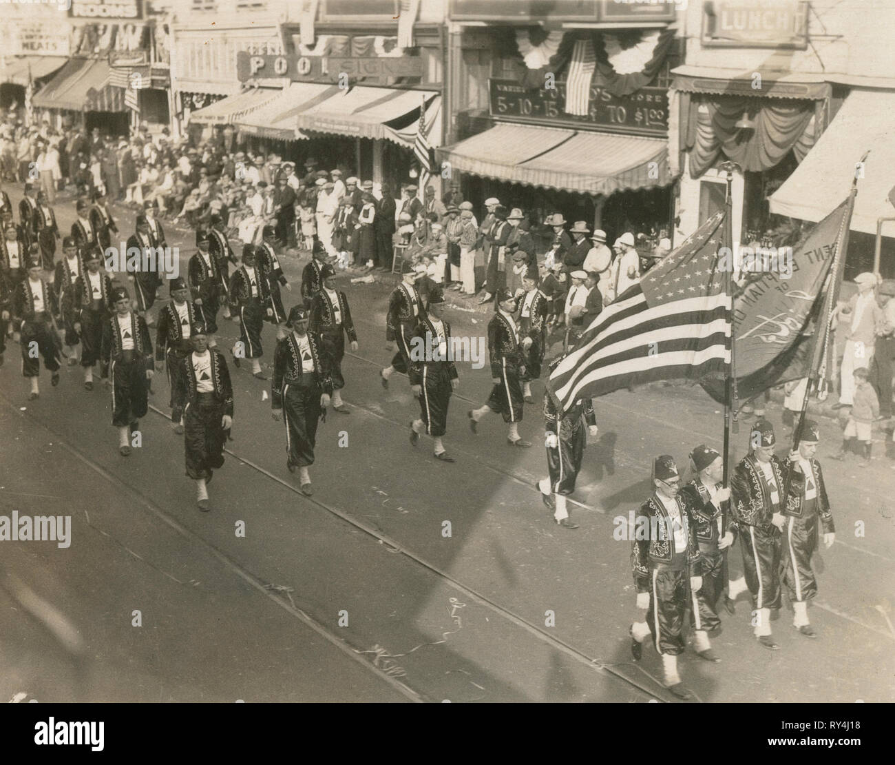 Antique 1926 photograph, parade of Ancient Egyptian Order of Sciots ...