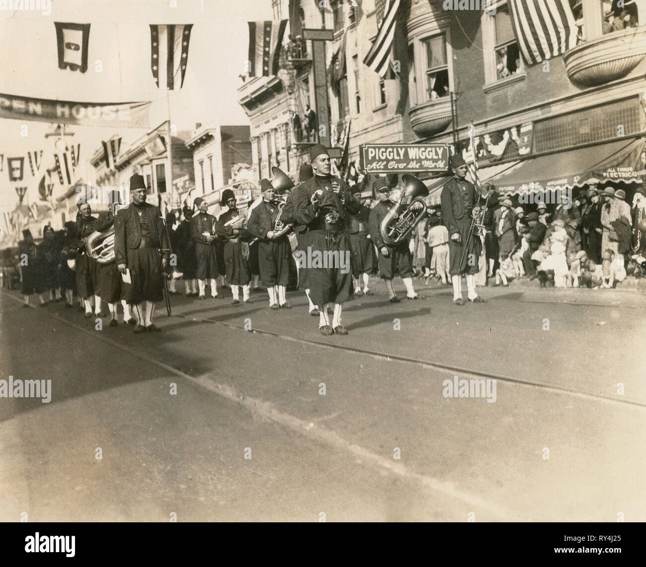 Antique 1926 photograph, parade of Ancient Egyptian Order of Sciots ...