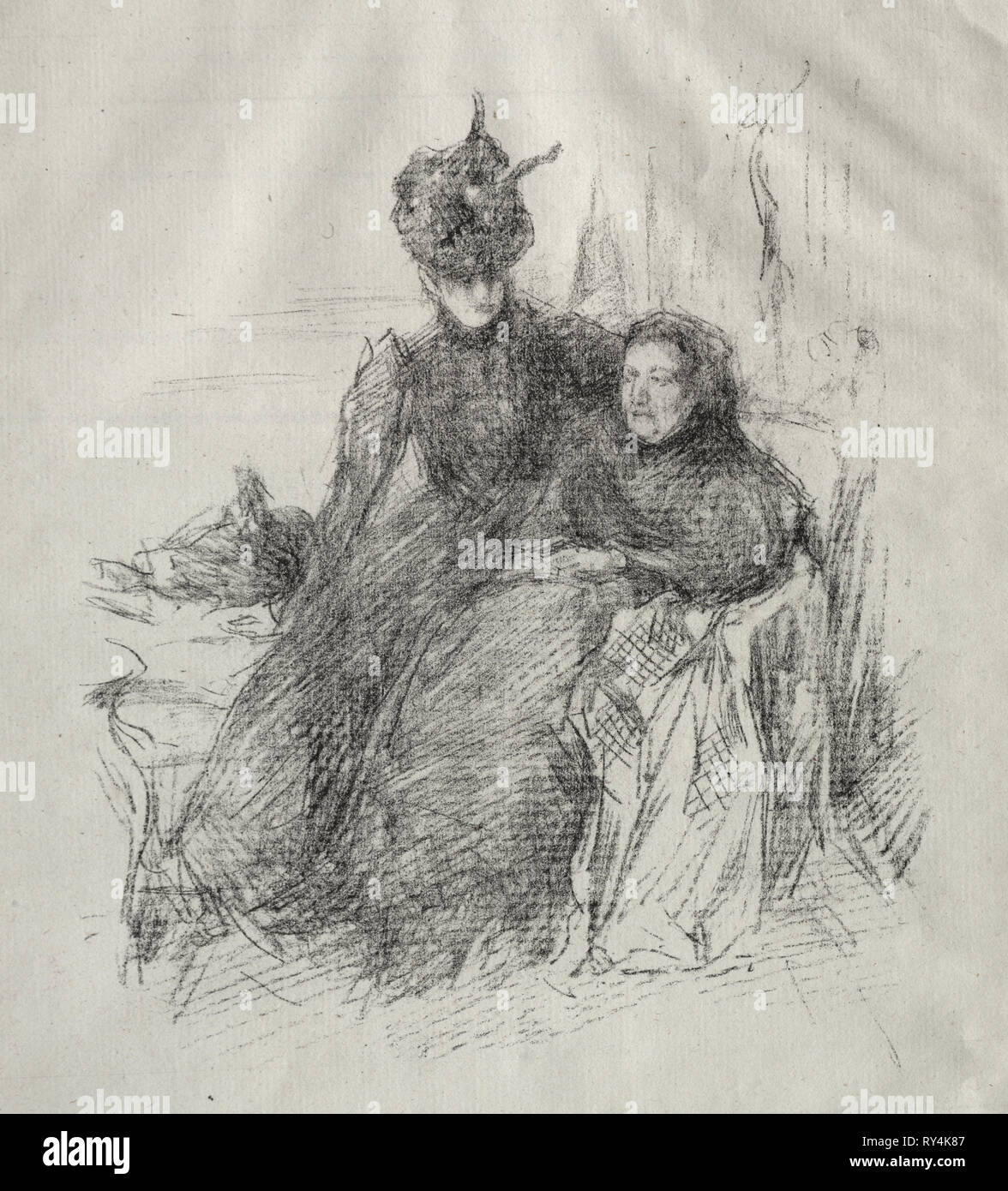 Two women lithograph hi-res stock photography and images - Alamy