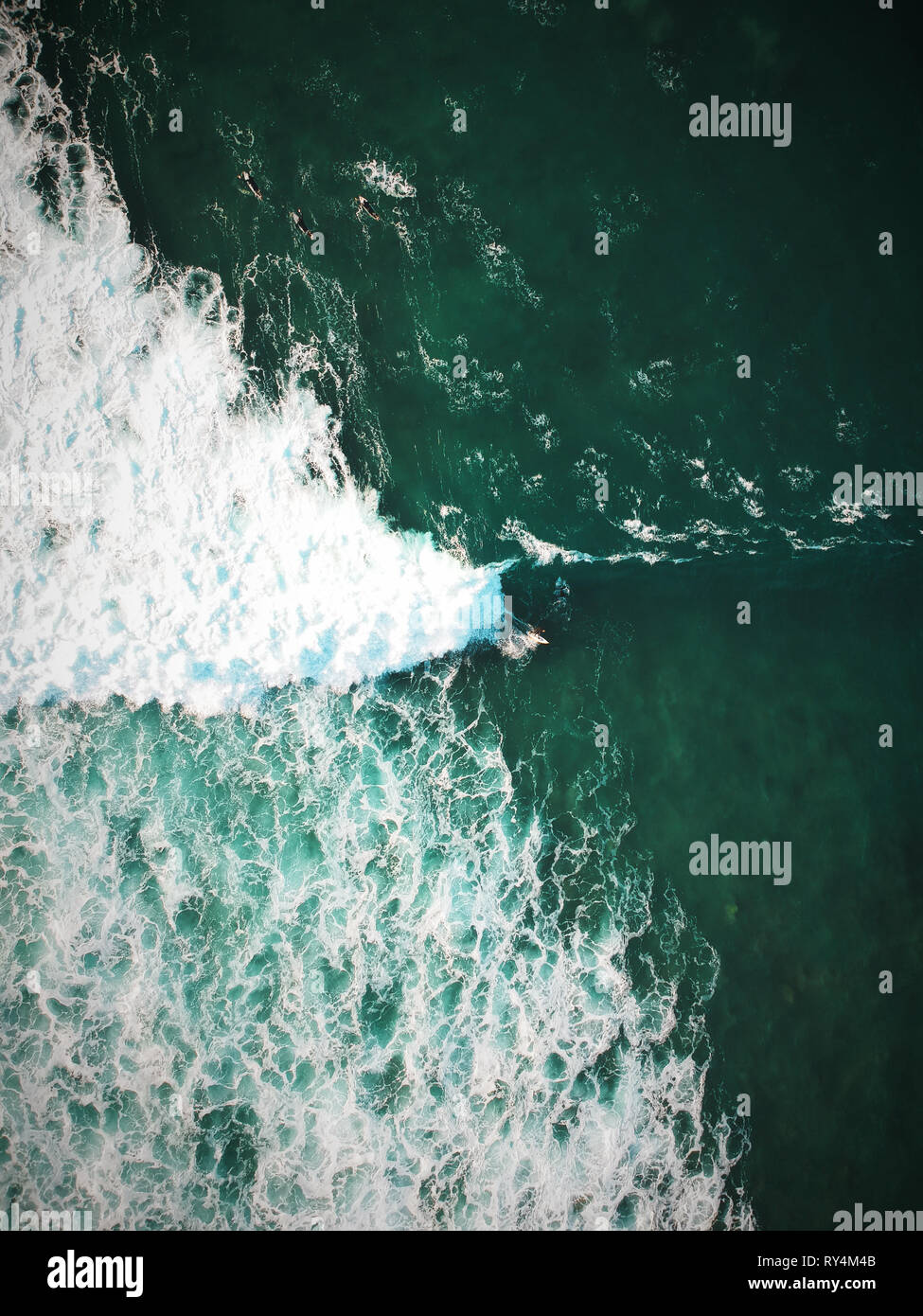 Aerial view from surfer in a wave. Drone photo. Surf Spot Stock Photo ...