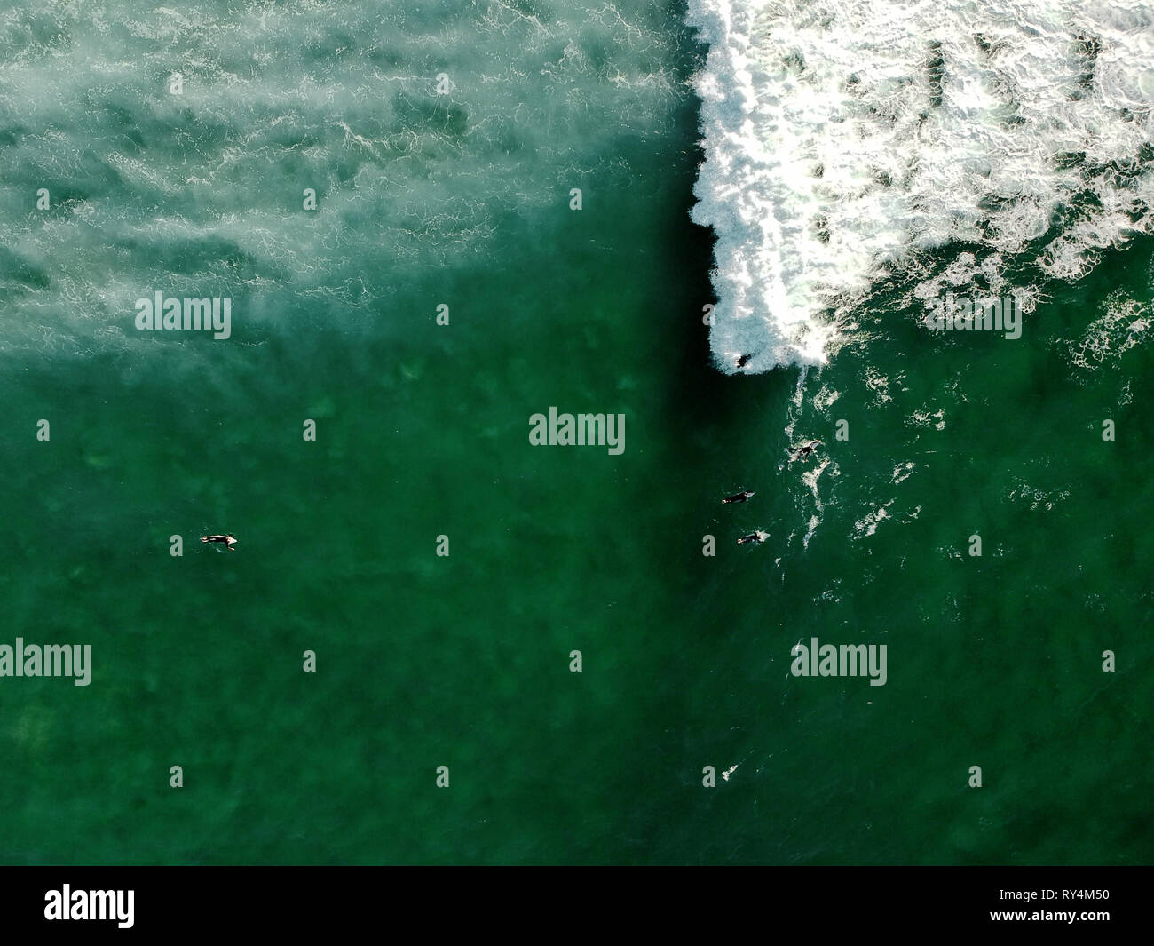 Aerial view from surfer in a wave. Drone photo. Surf Spot Stock Photo ...