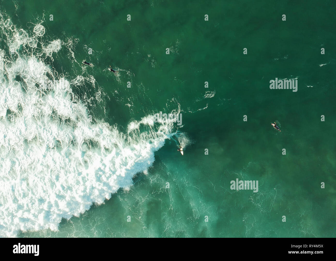 Aerial view from surfer in a wave. Drone photo. Surf Spot Stock Photo ...