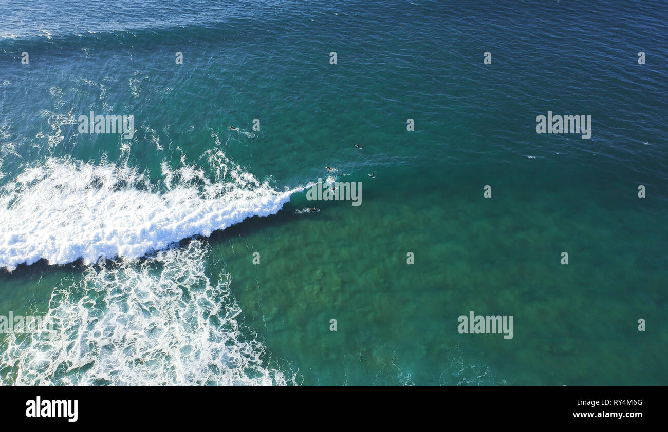 Aerial view from surfer in a wave. Drone photo. Surf Spot Stock Photo ...