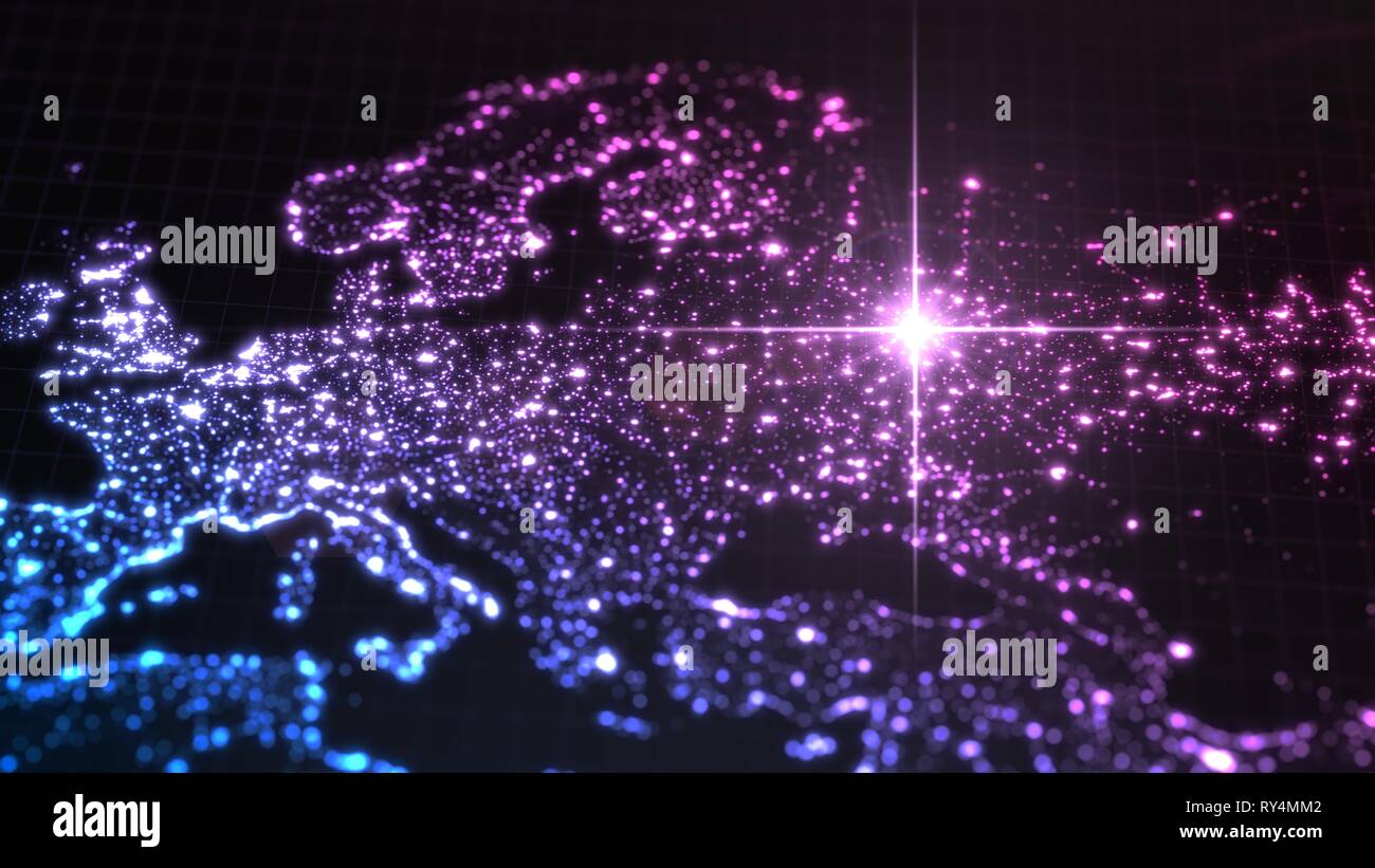 power of russia, energy beam on moscow. dark map with illuminated ...