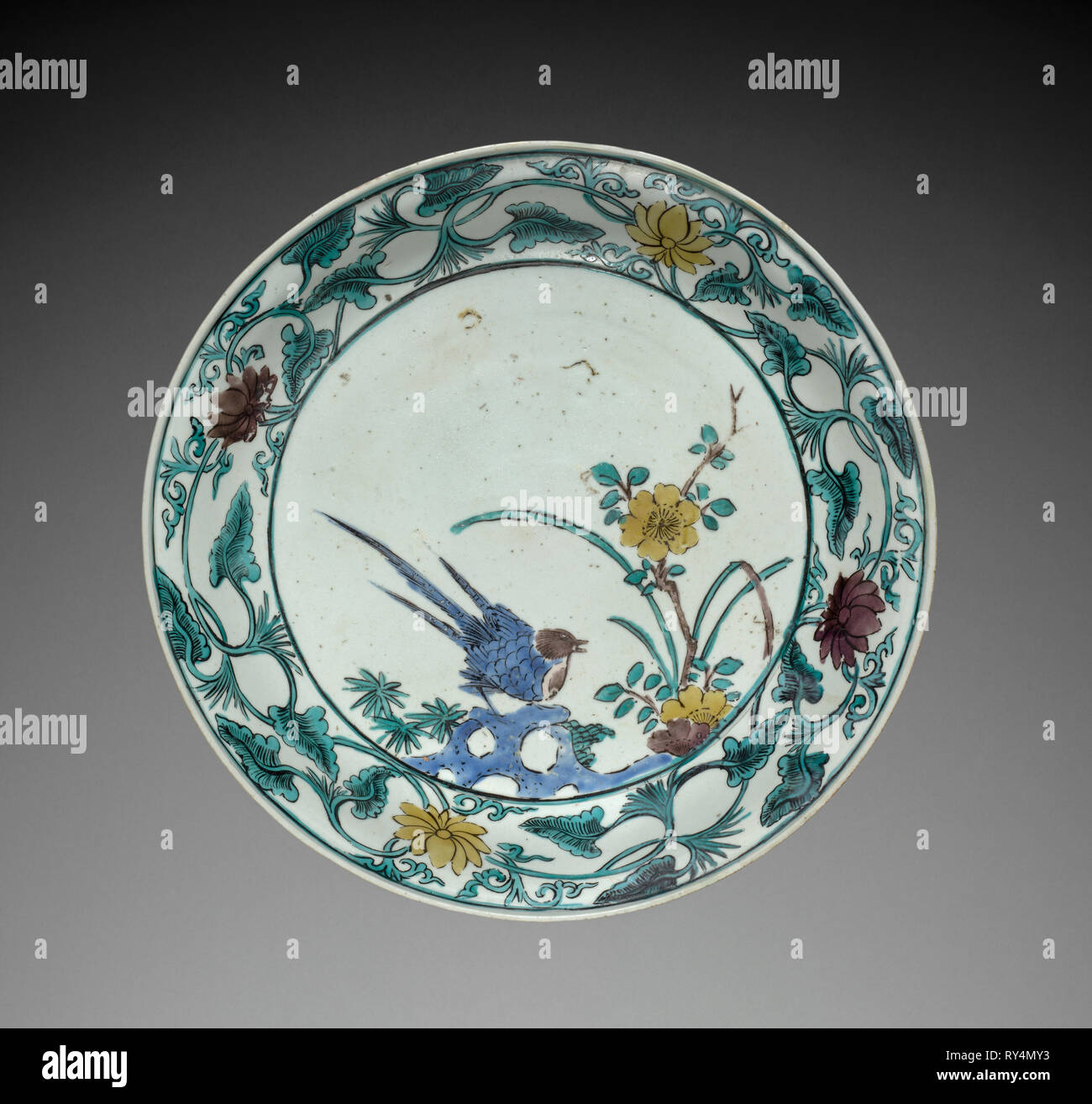 Plate with Bird and Flower: Kutani Ware, mid- to late 1600s. Japan, Edo ...