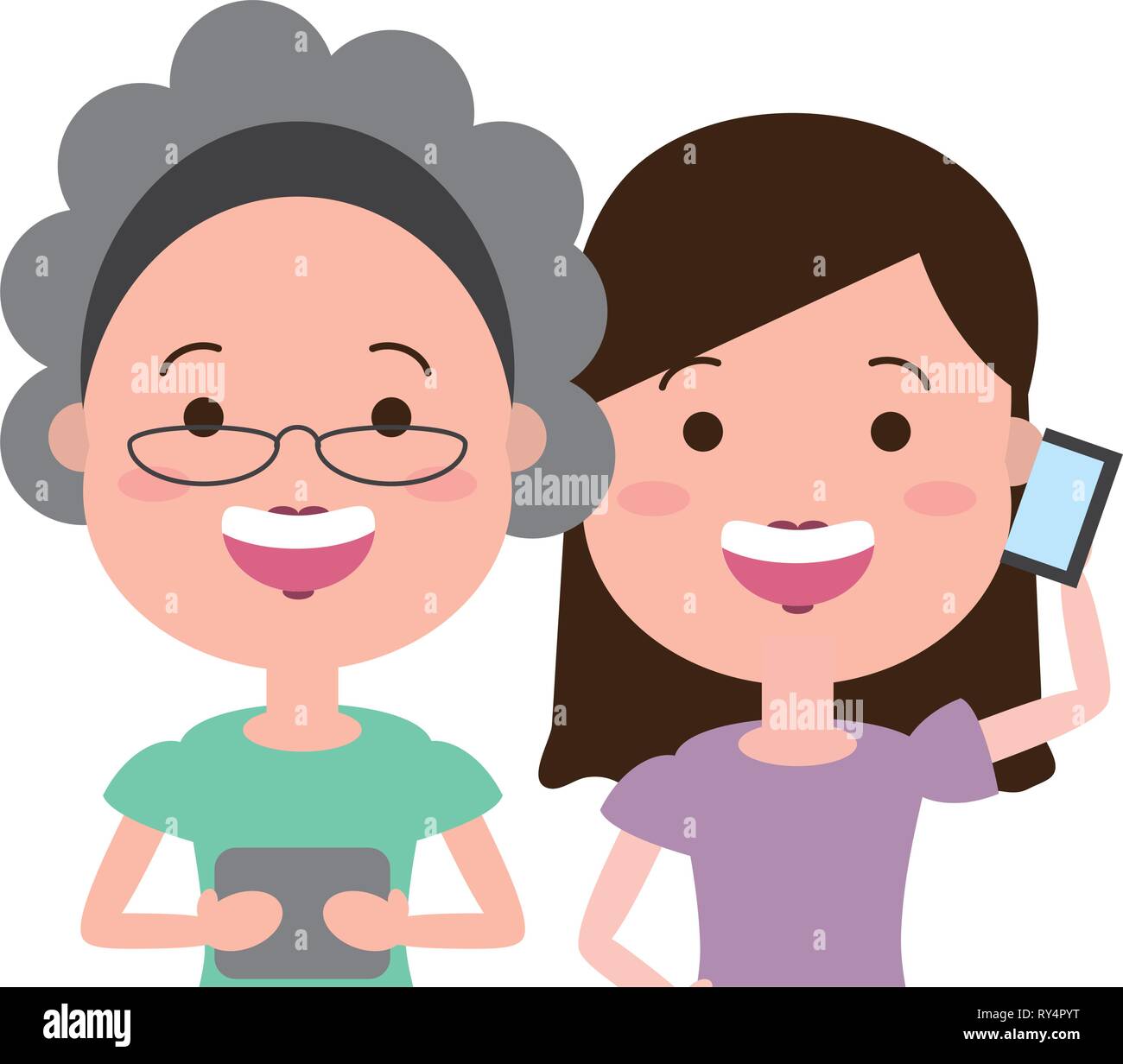 Happy using tech Stock Vector Images - Alamy