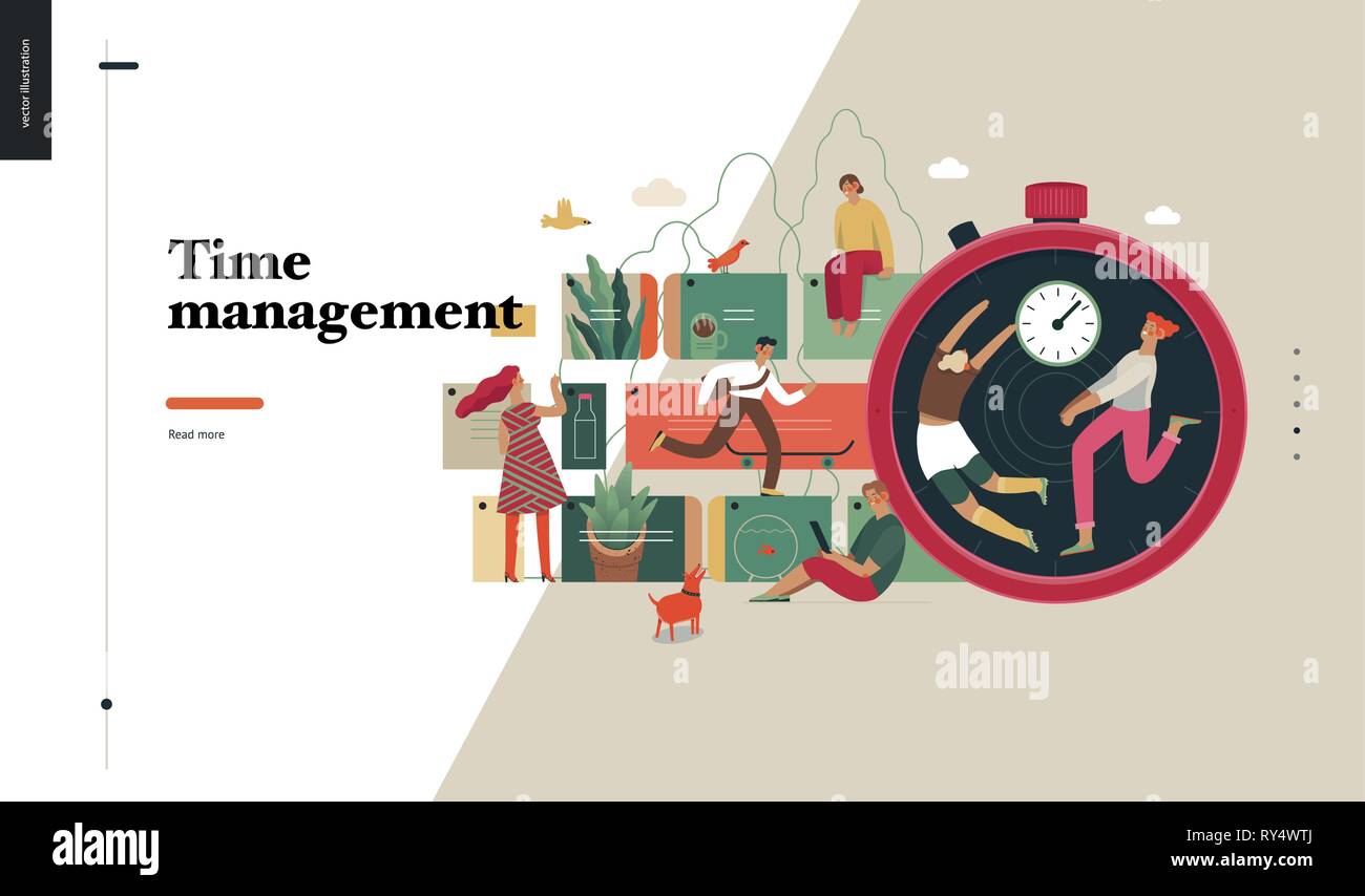 Technology 2 -Time management - modern flat vector concept digital ...