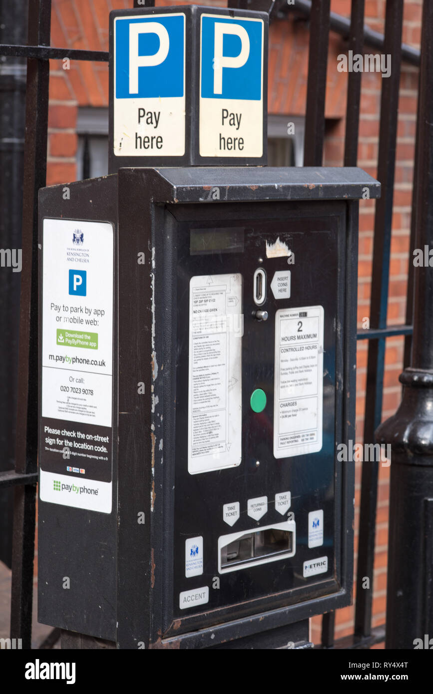Belgravia, London, UK - March 2019 - London parking meter in the ...