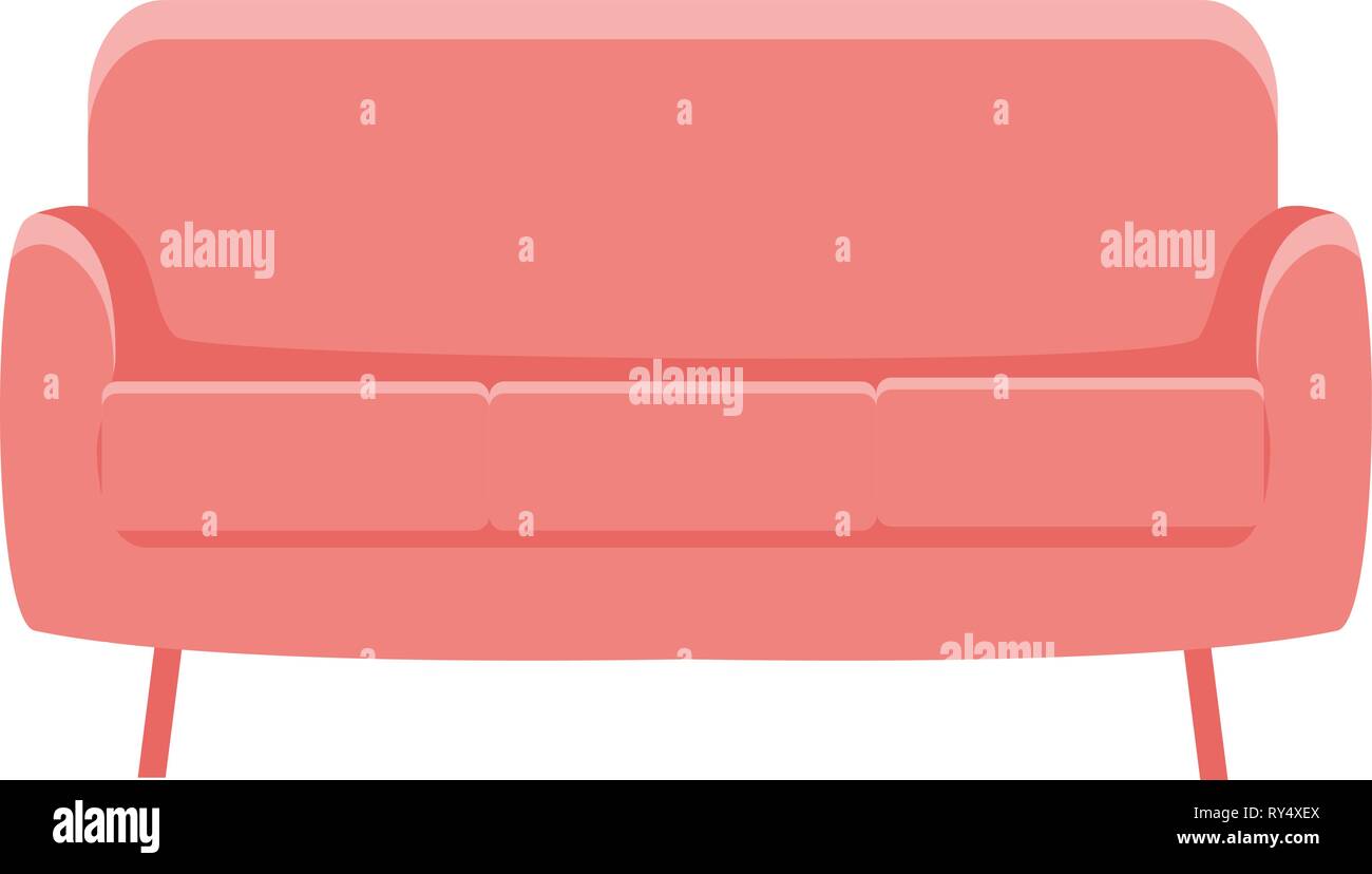 Sofa for modern living room reception or lounge. Red sofa on white ...