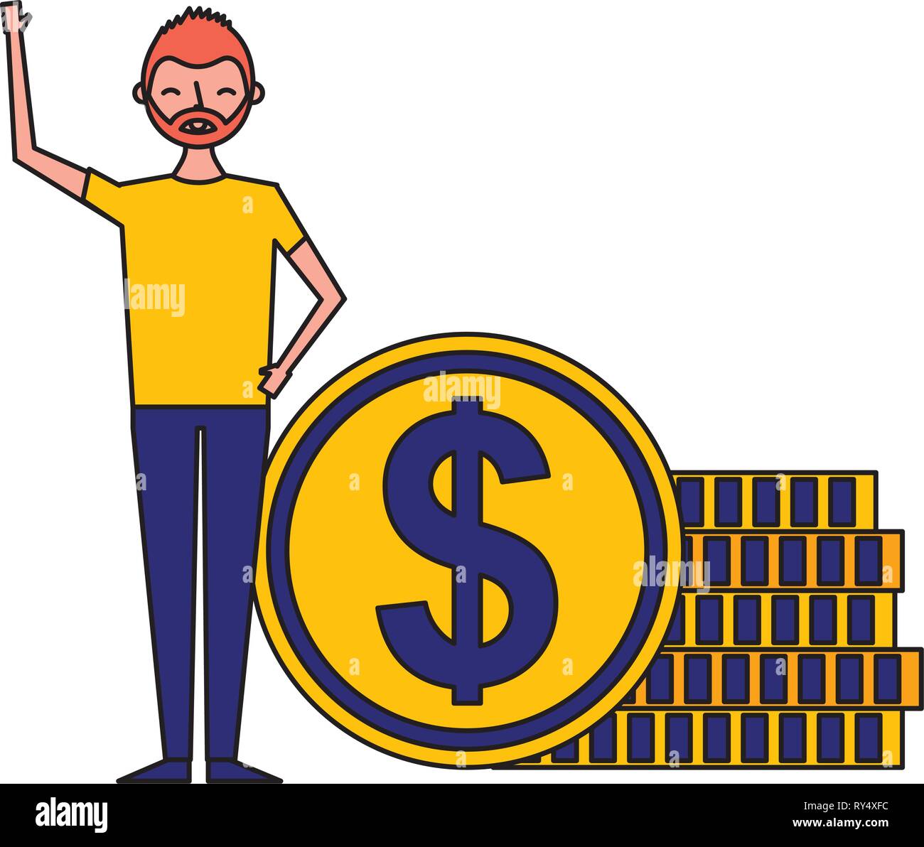 business man and coins Stock Vector Image & Art - Alamy