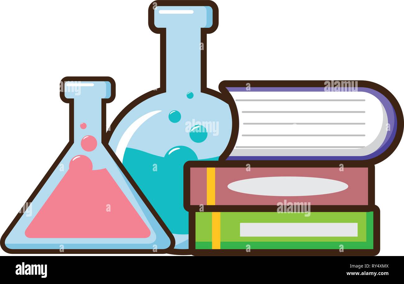 flasks books laboratory science Stock Vector Image & Art - Alamy