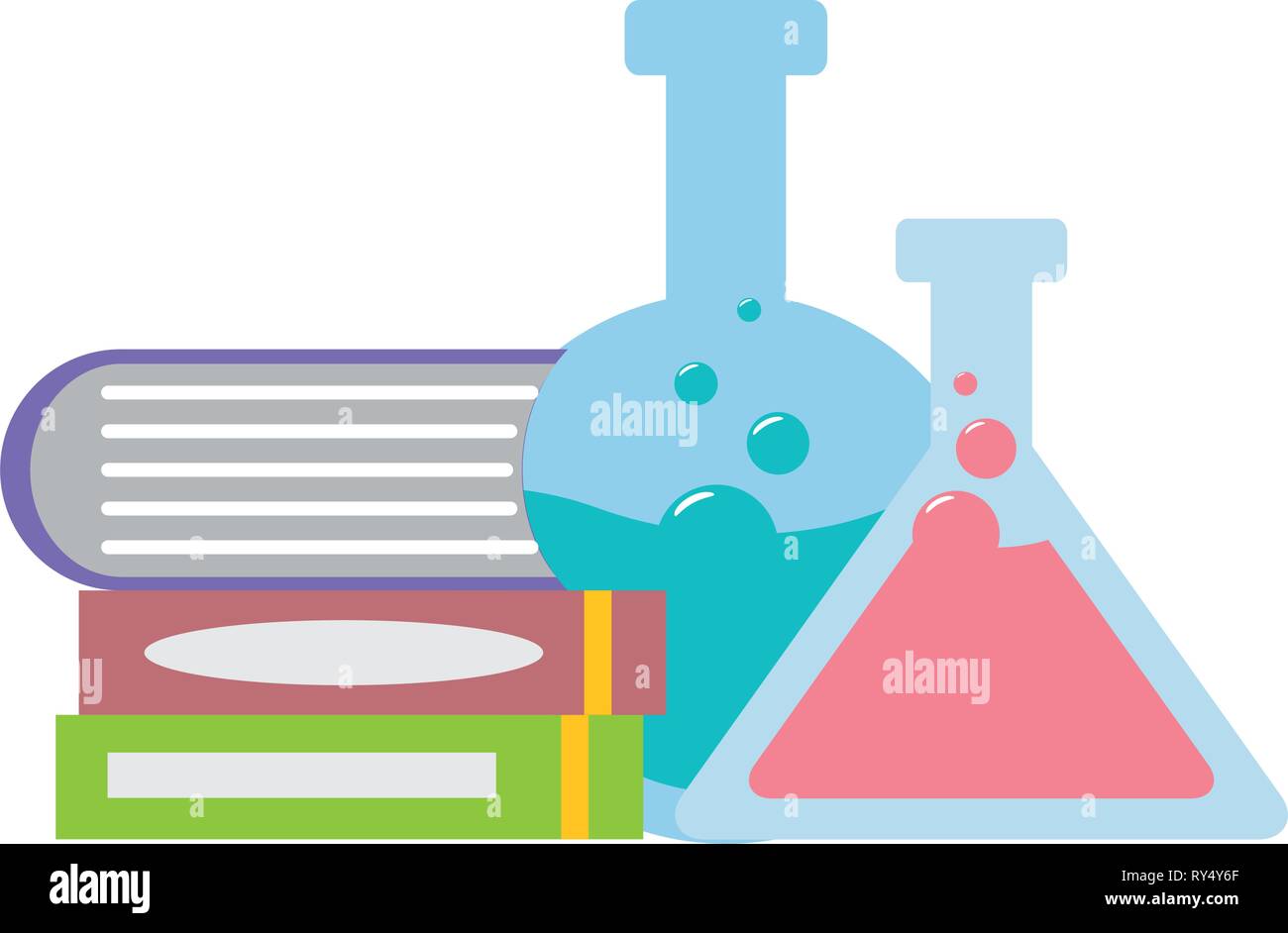 flasks books laboratory science Stock Vector Image & Art - Alamy