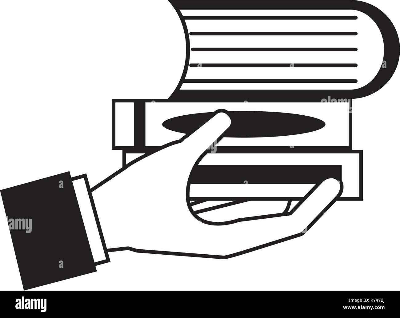 hand holding books pile Stock Vector Image & Art - Alamy