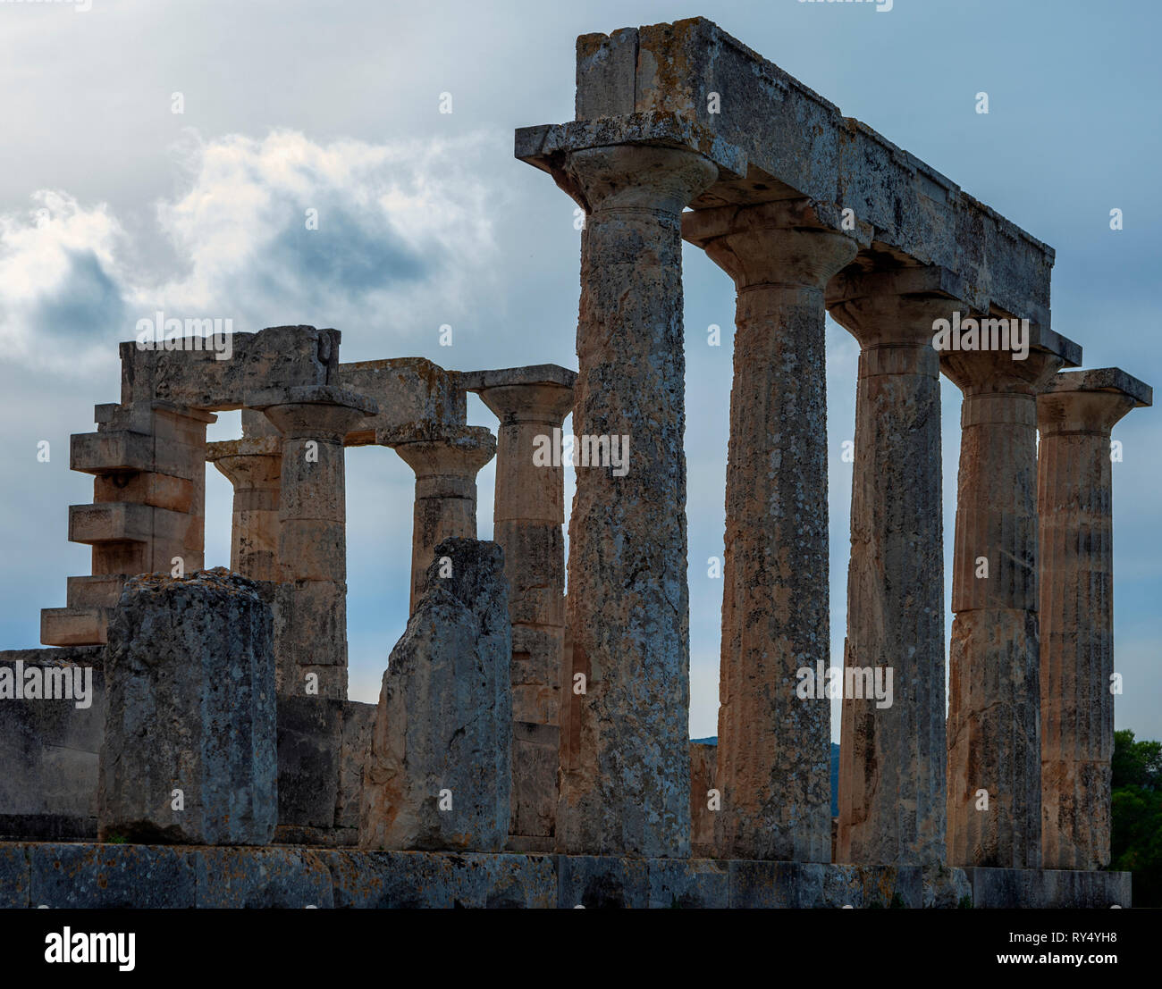 Classical ancient temple of Aphaia Athina at Aegina island in Greece ...