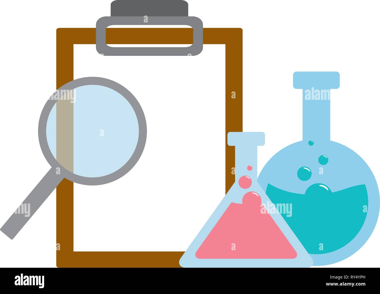 test tubes magnifier and clipboard science Stock Vector Image & Art - Alamy