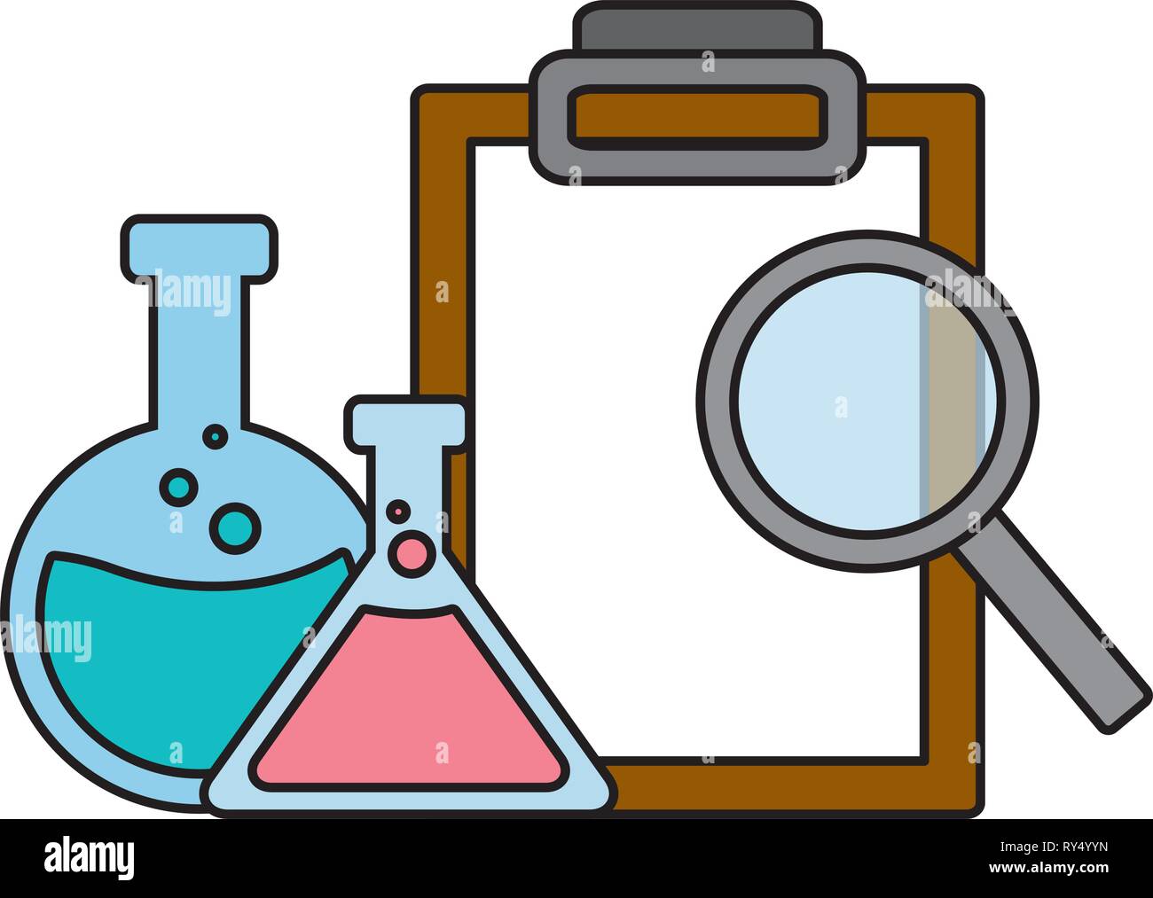 test tubes magnifier and clipboard science Stock Vector Image & Art - Alamy