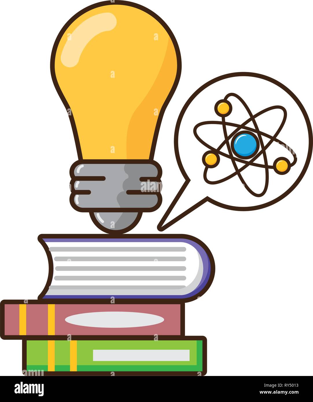 bulb books atom science Stock Vector Image & Art - Alamy