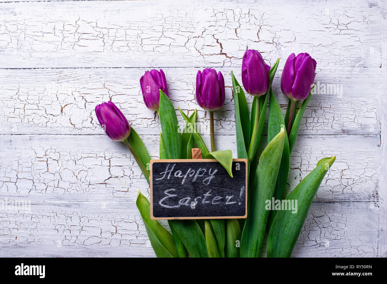 Easter background with tulip flowers Stock Photo - Alamy