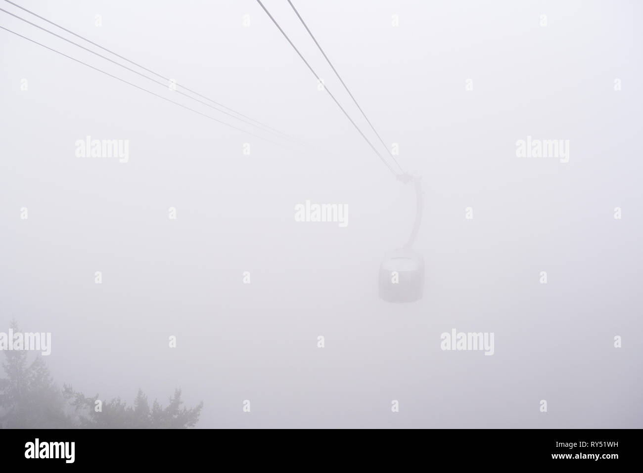 Portland aerial tram and fog, Portland, Oregon Stock Photo - Alamy