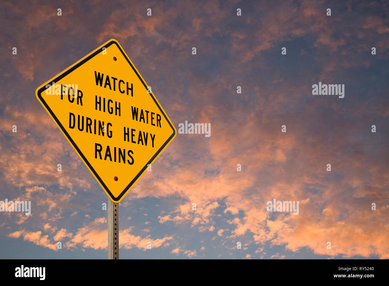 High Water Warning Sign Stock Photo - Alamy