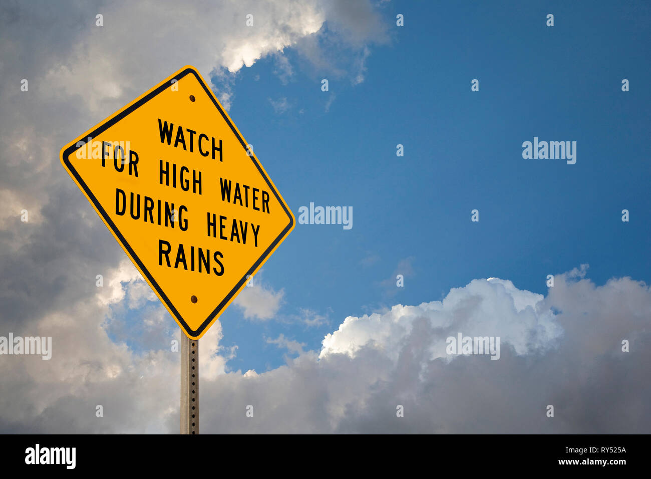 High Water Warning Sign Stock Photo - Alamy
