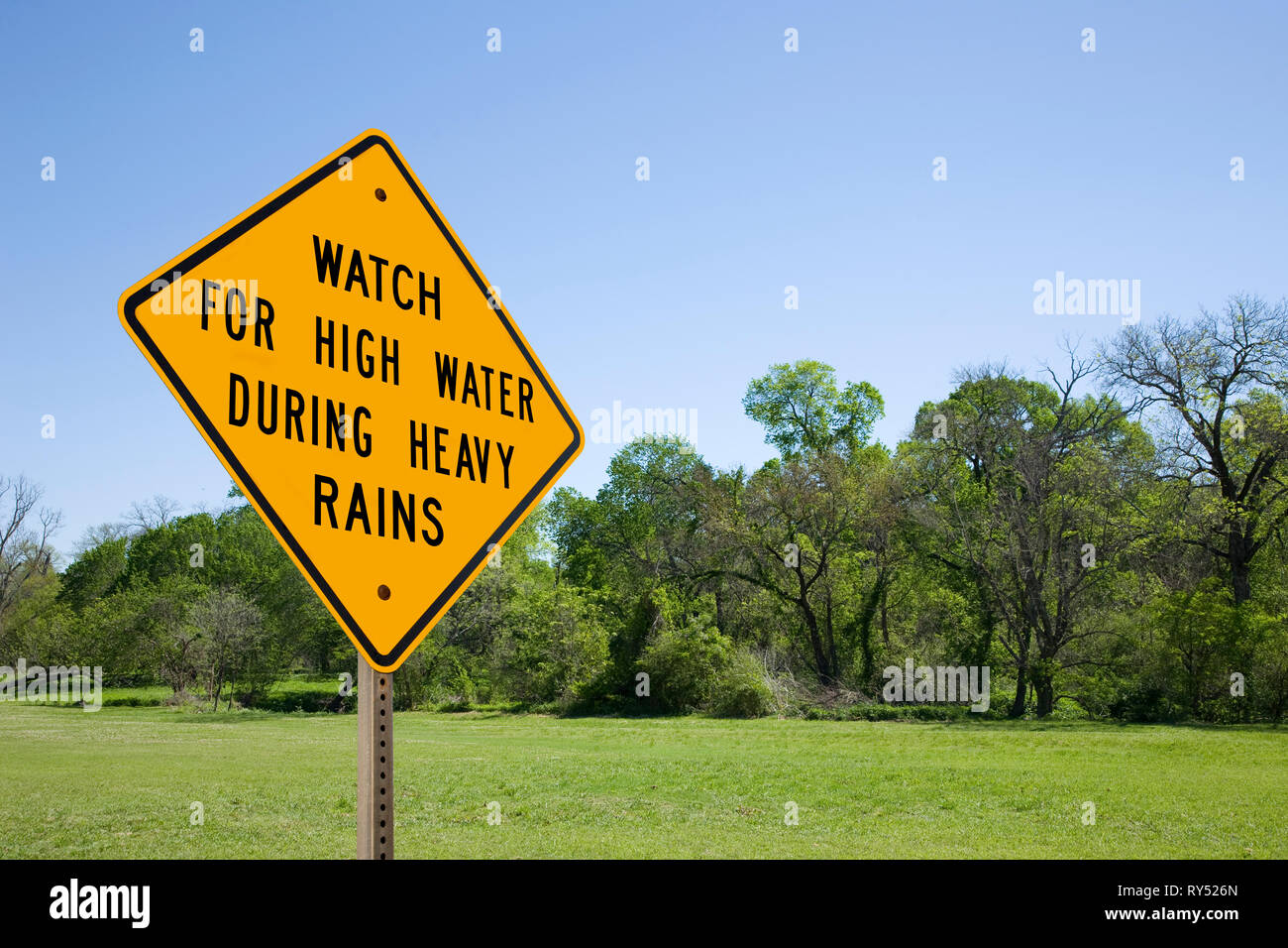 High Water Warning Sign Stock Photo - Alamy
