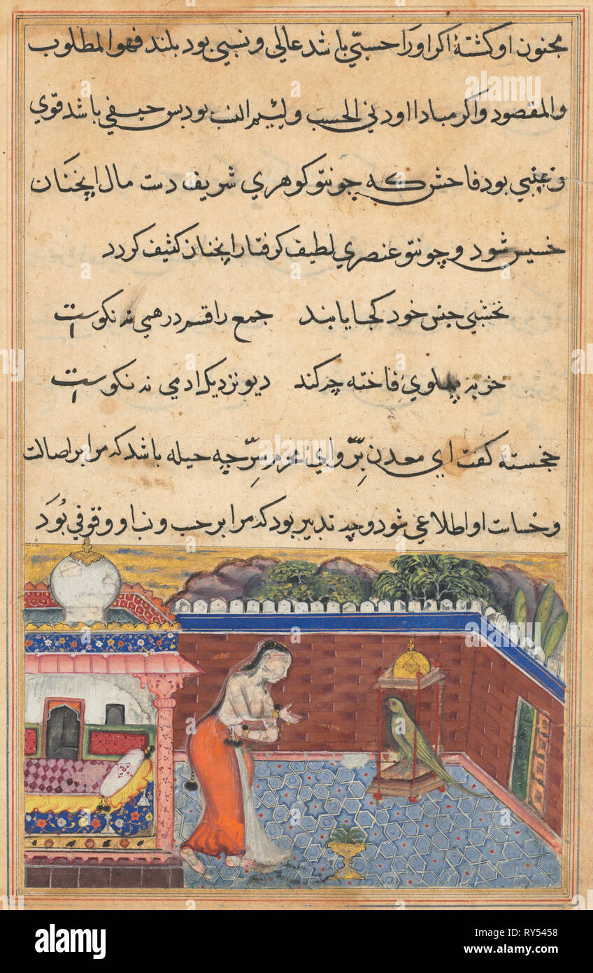 Page from Tales of a Parrot (Tuti-nama): Thirty-first night: The parrot ...