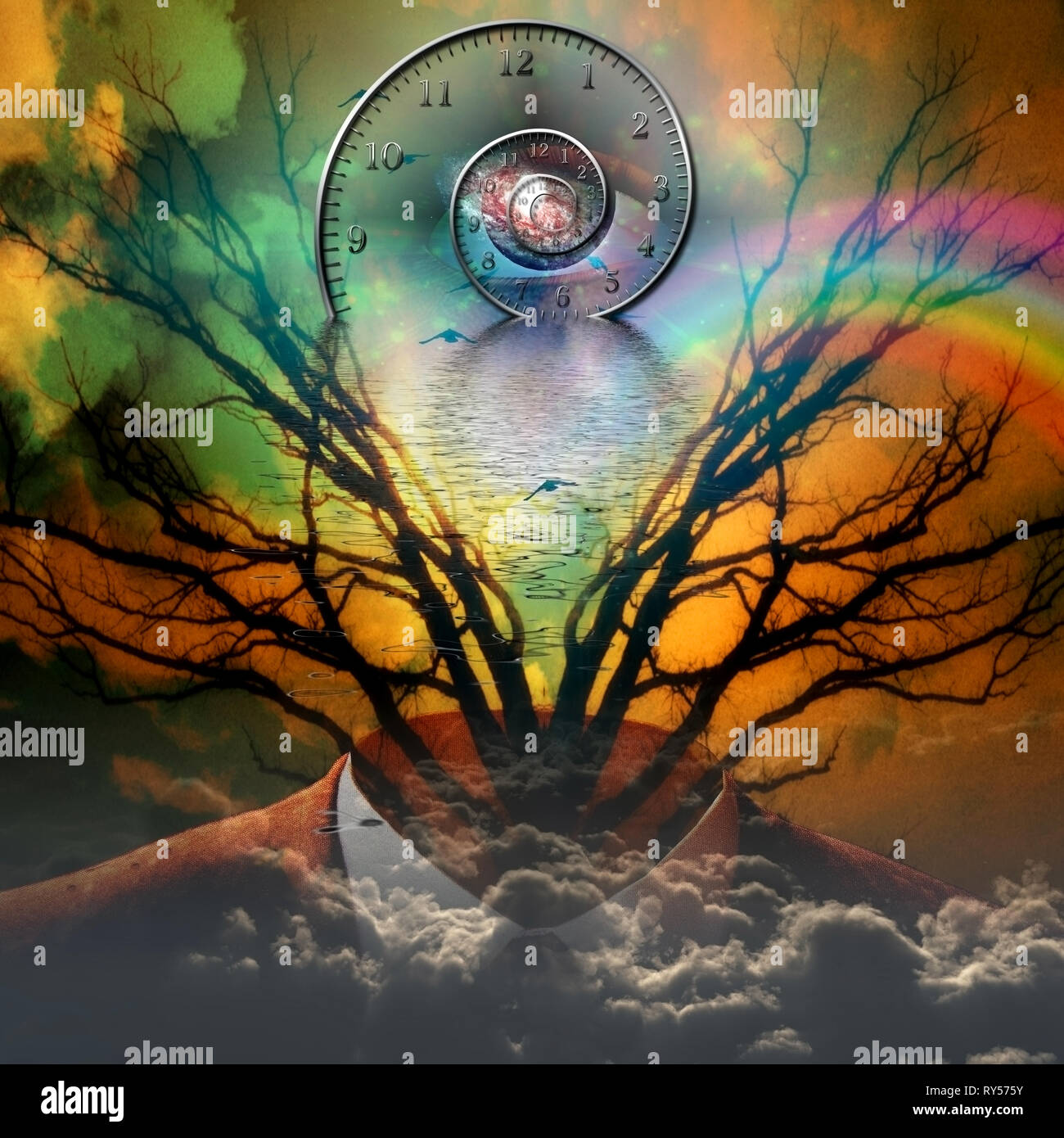 Surreal artistic image with time spiral Stock Photo - Alamy